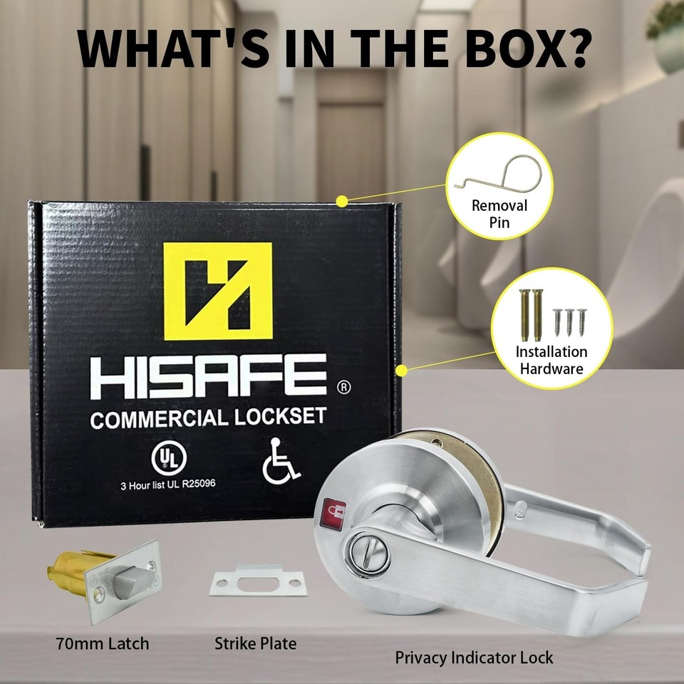 Commercial Privacy Indicator Lock, Heavy Duty Grade 2 Bathroom Door ...