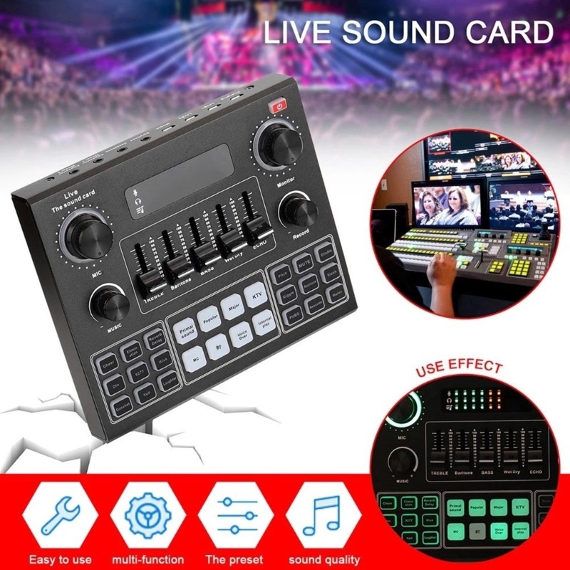 V9SJ Professional Wireless Karaoke Sound Card Singing Recording Live ...