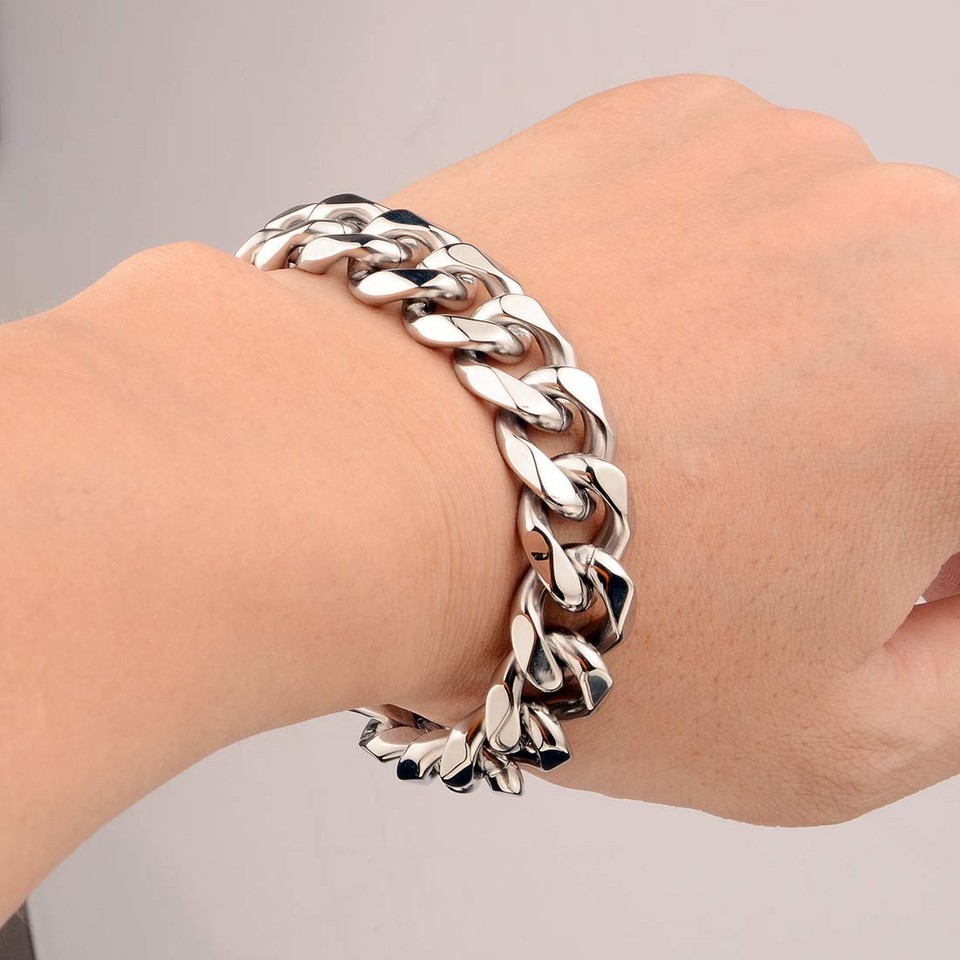 Hip Hop Mens Choker Stainless Steel Miami Chain Curb Cuban Link Rapper ...