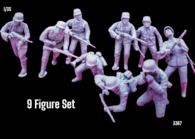 •1/35 Resin Figure WW2 German Combat Troops In Battle (9 Fig Set) Model ...