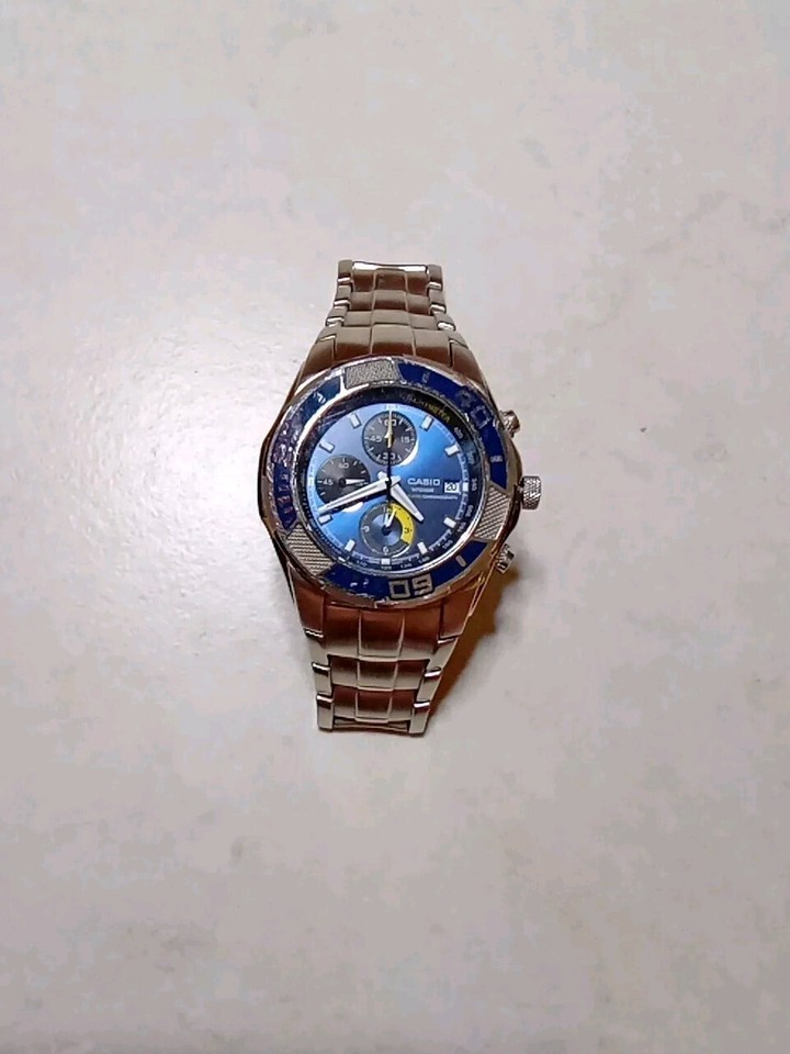 Casio Duro Watch Men 40mm Blue 4726 MSY-502 Date 200M Chronograph Alarm ...