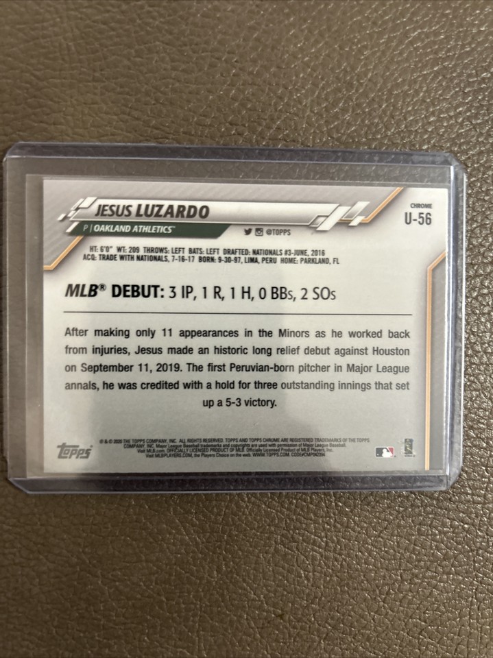 2020 Topps Chrome Update U-56 Jesus Luzardo RC Rookie Oakland Athletics ...
