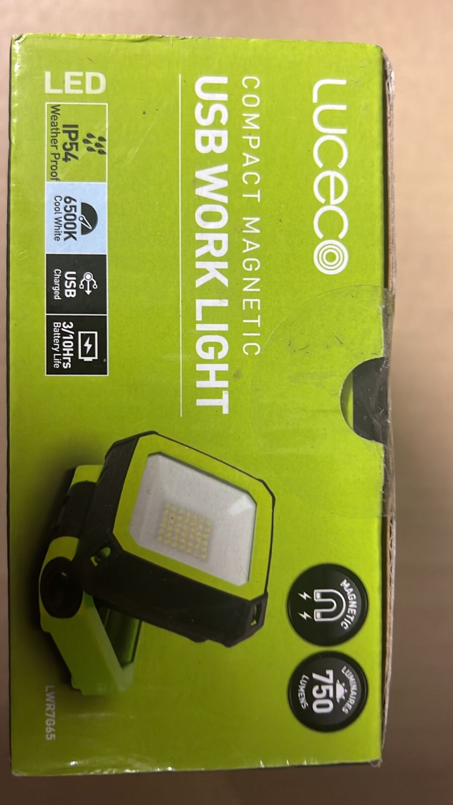 LUCECO Rechargeable Work Light Magnetic USB Cordless Weatherproof IP54 ...