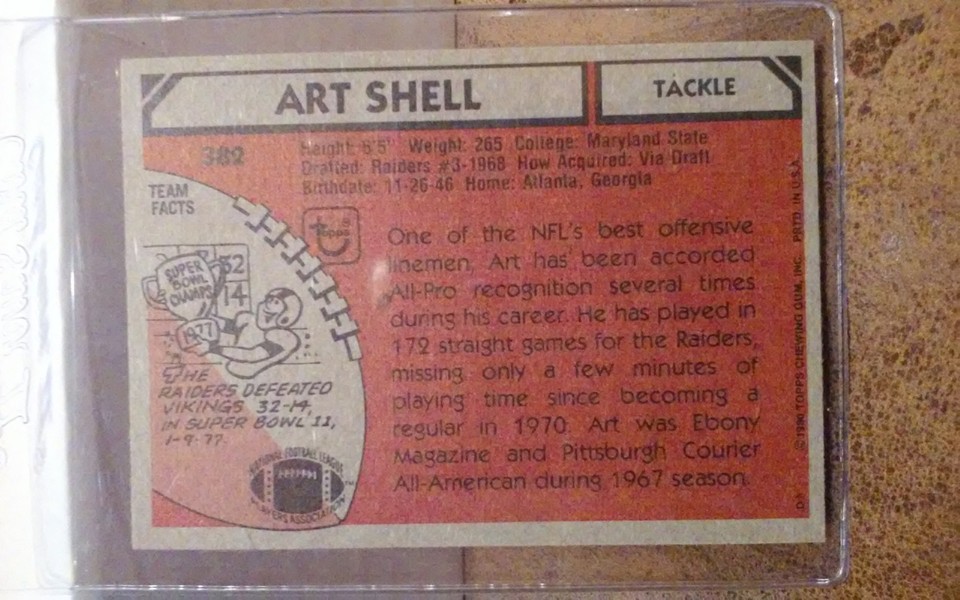 1980 TOPPS Football #382 ART SHELL HOF Tackle Oakland Raiders NM-MT | eBay