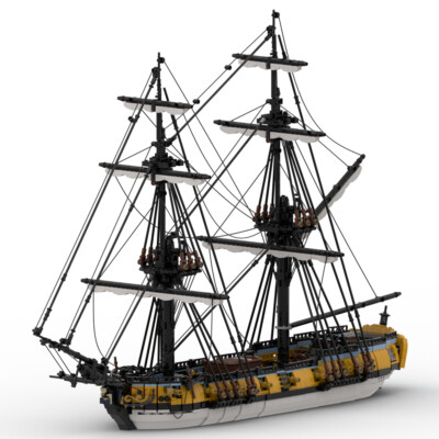 YOUFOY 14-gun Sloop Rigged Ship with 2 Masts and Interior 3233 Pieces ...