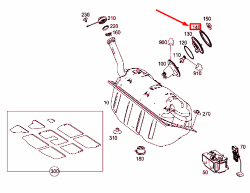 MERCEDES-BENZ SLK R172 Fuel Tank Sealing Ring A1714710110 NEW GENUINE ...
