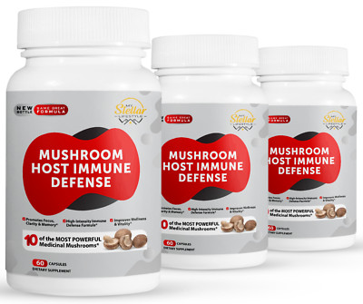 3 Pack Mushroom Host Immune Defense, promotes focus & memory-60 ...