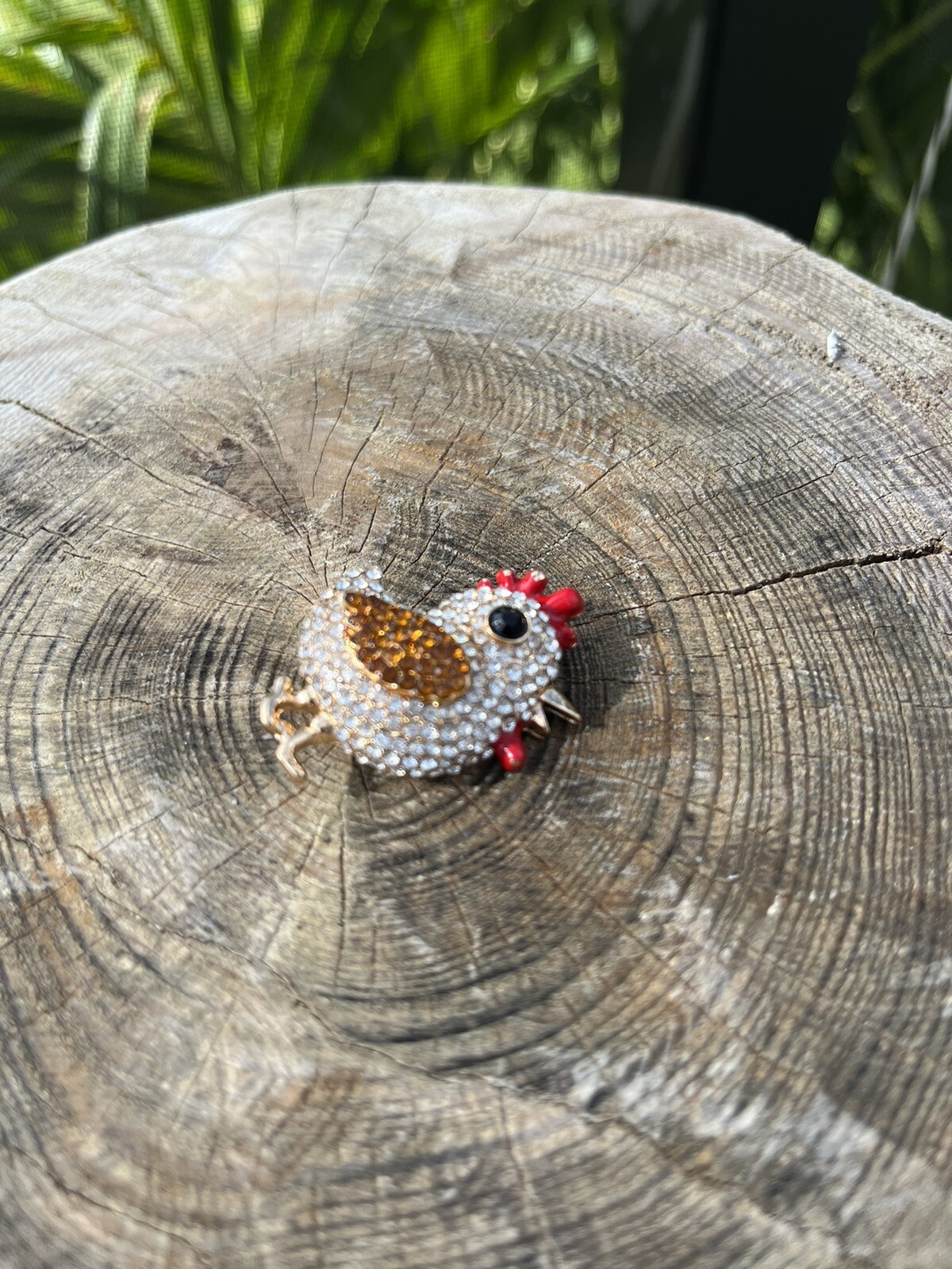 Rooster Chicken Brooch Pin Faceted Faux Gems Lots of Sparkle! | eBay
