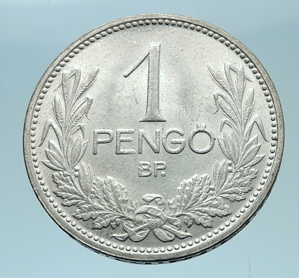 1927 HUNGARY Genuine Silver Pengo Coat of Arms Crown Hungarian Coin ...