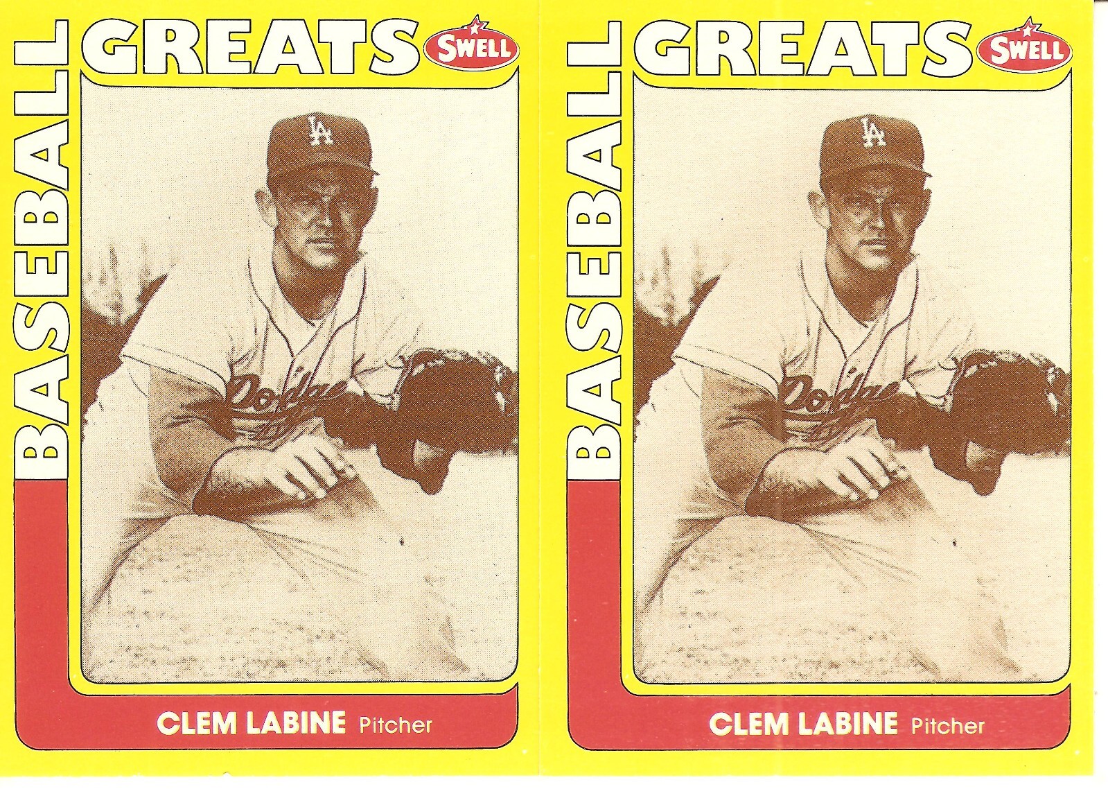 2 CARD 1990 SWELL GREATS CLEM LABINE BASEBALL CARD LOT #54 | eBay