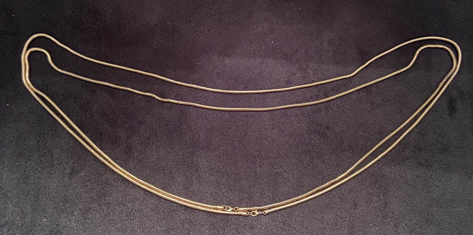 2 Vintage Gold Tone Snake Type Chain Necklaces-Belt L… - Gem