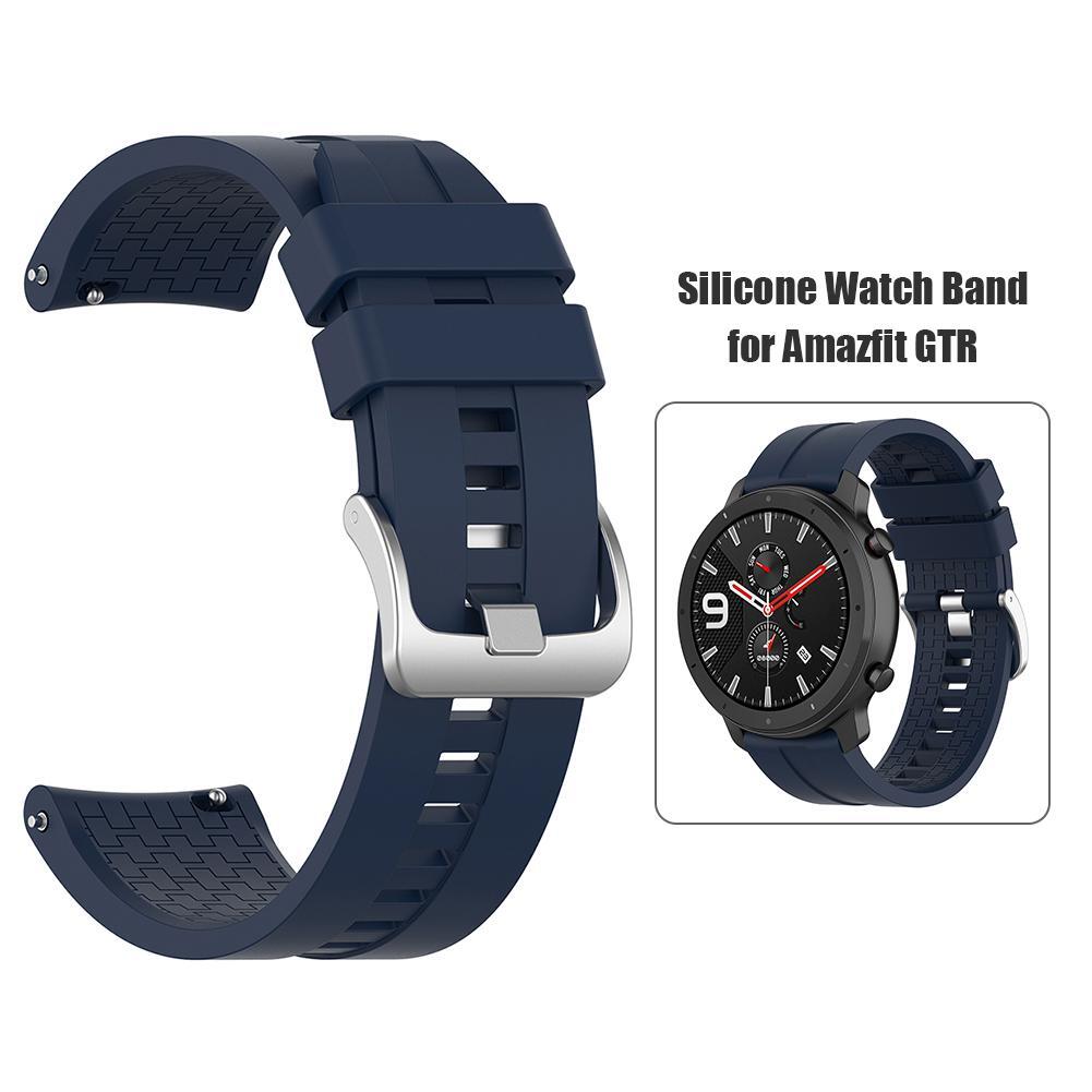 22mm Silicone Wrist Strap Band w/Buckle for Amazfit GTR 47mm (Dark Blue ...