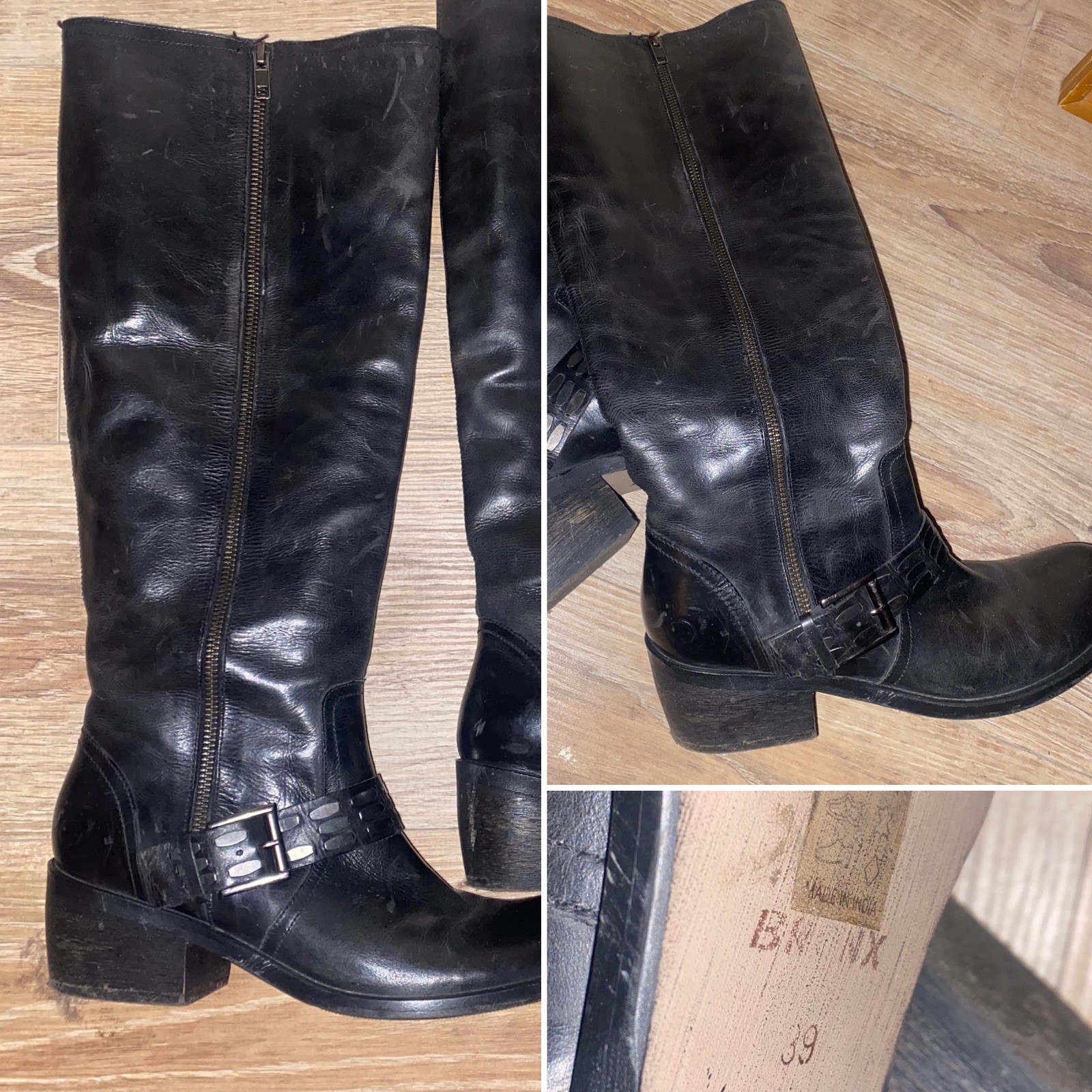 Bronx women’s size UK 6 39 Black Leather Knee High Riding Boots | eBay