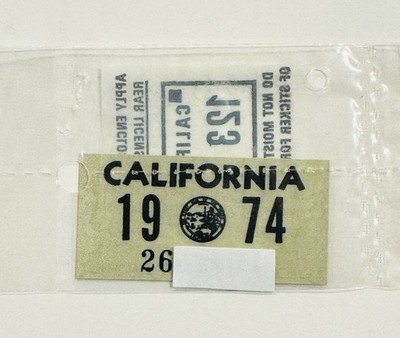 NOS 1974 California License Plate Year validation Sticker | eBay