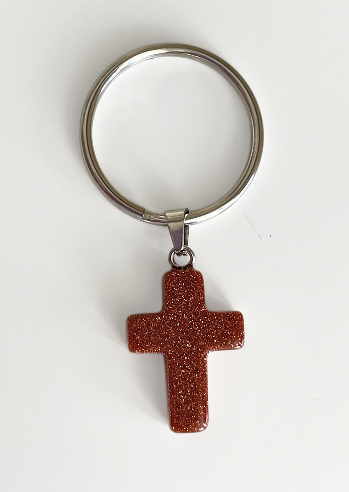 Gemstone Cross Stainless Steel Keychain - Enhance Style and Well-Being ...