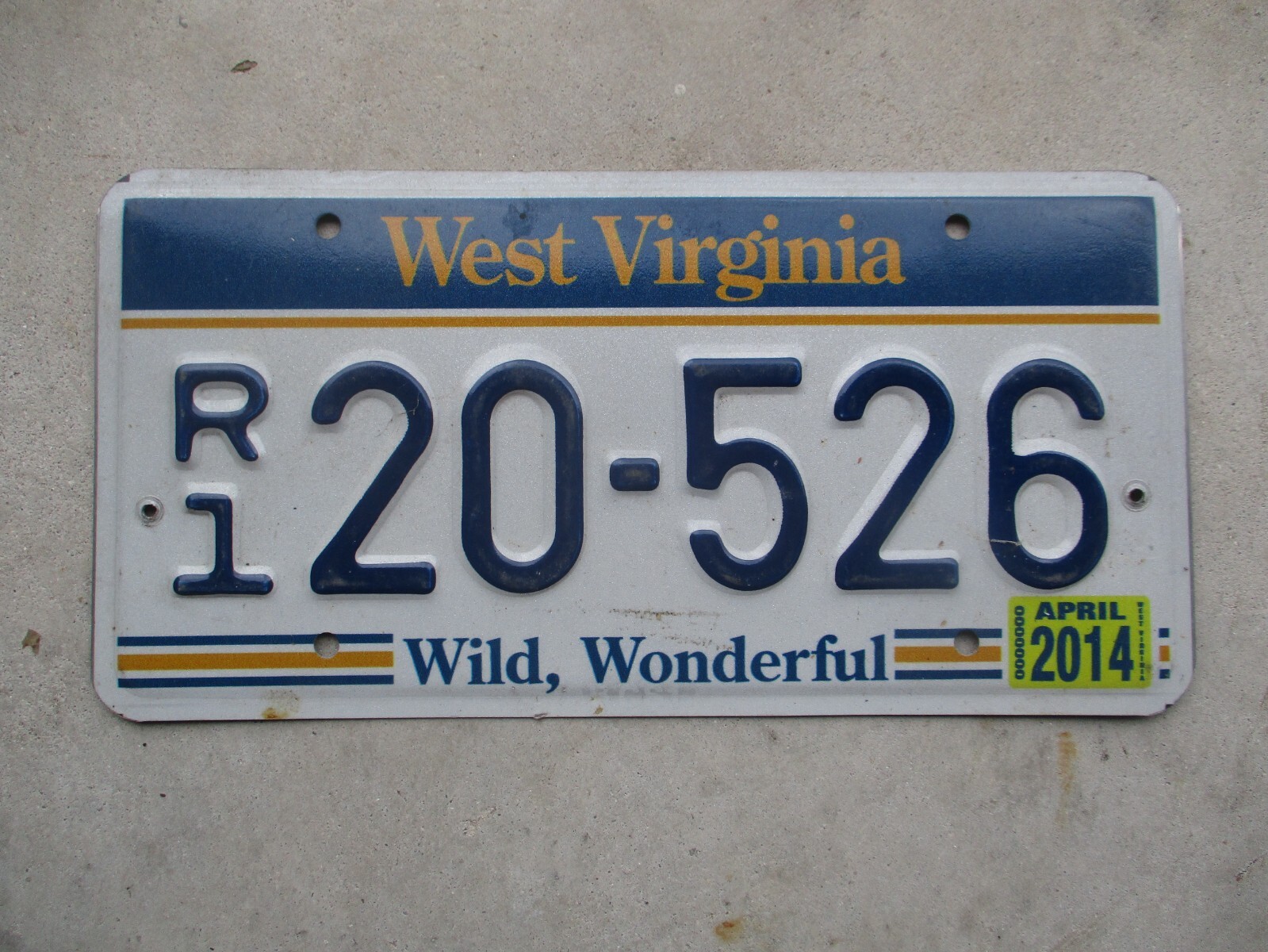 West Virginia 2014 R1 license plate # 20 - 526 | eBay
