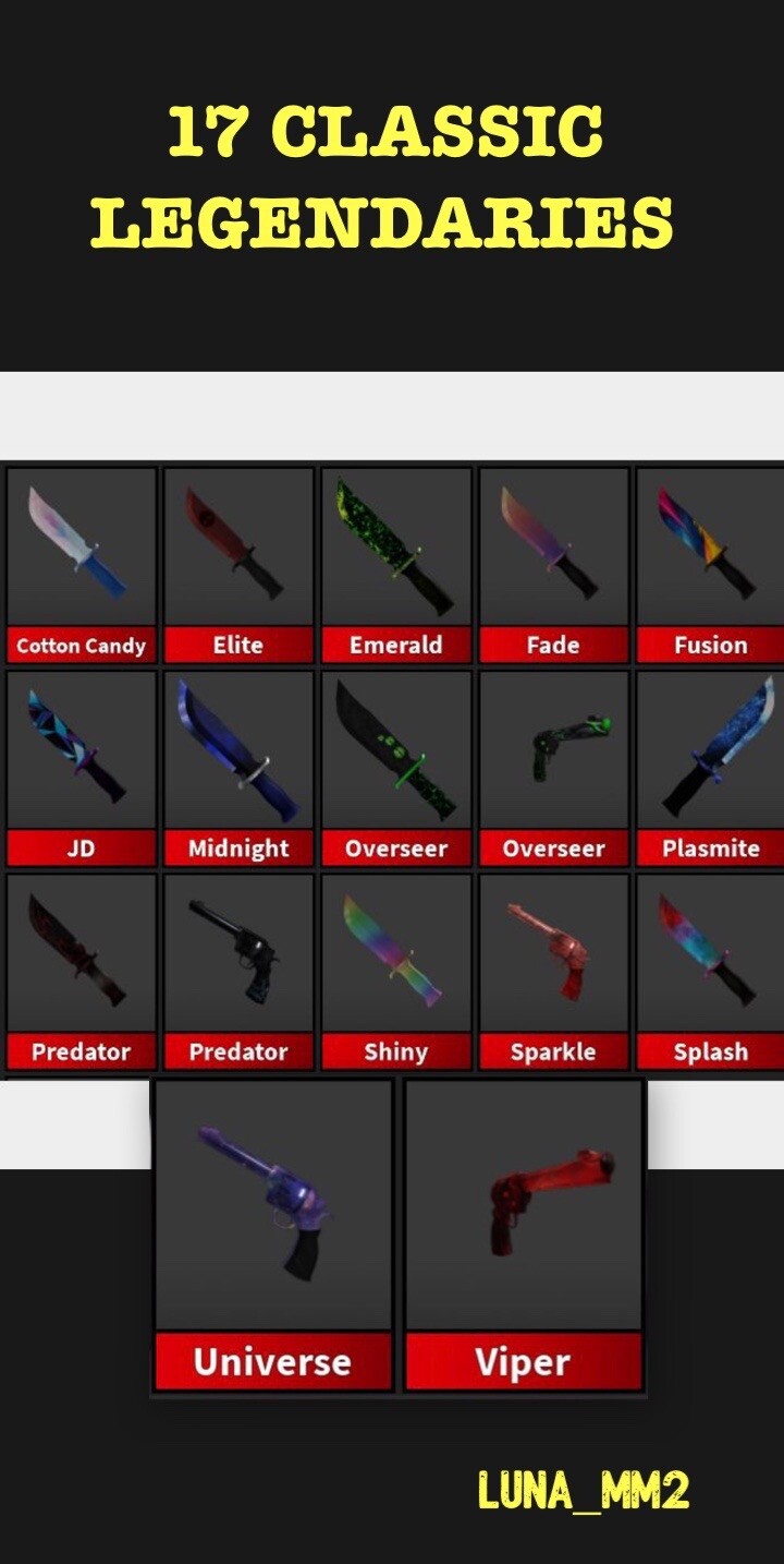 Mm2 🌙 JD - COTTON CANDY - ELITE 🌙 17 CLASSIC LEGENDARIES Set Mm2 | eBay