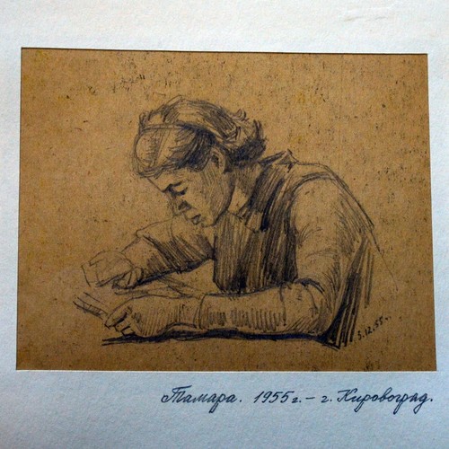 1955 GIRL WITH BOOK & TAMARA Two Vintage Drawings Painting in Frame ...