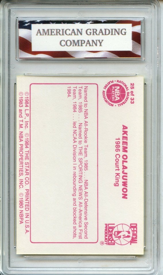 1986 Star Court Kings #25 Hakeem Olajuwon Rookie Card AGC 9 Mint ...