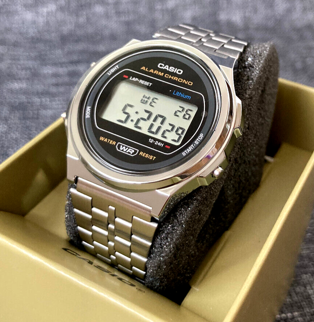 Casio A171 Vintage Stainless Steel Resin Digital A171WE-1A A171WE-1 ...