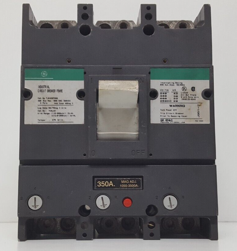 GE TJK436F000 3 POLE 400 AMPS FRAME CIRCUIT BREAKER 350 AMPS / TESTED ...
