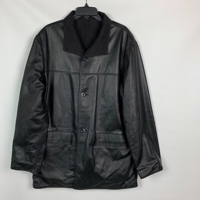 Stuart's Jacket Reversible Black Leather/Fabric Collared Buttons ...