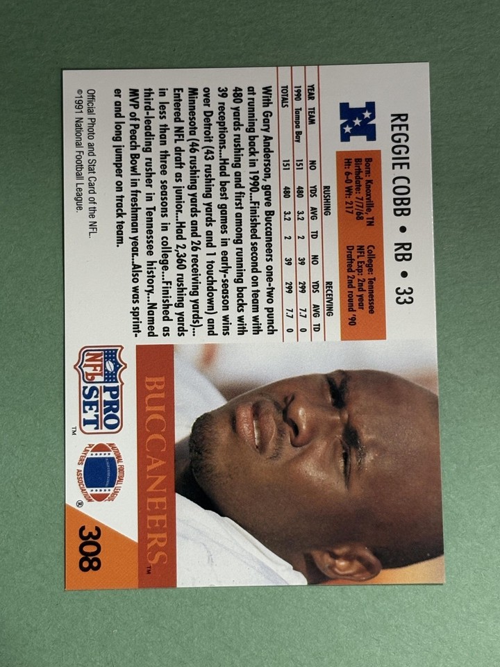 Reggie Cobb 1991 Pro Set Tampa Bay Buccaneers #308 CC639 | eBay