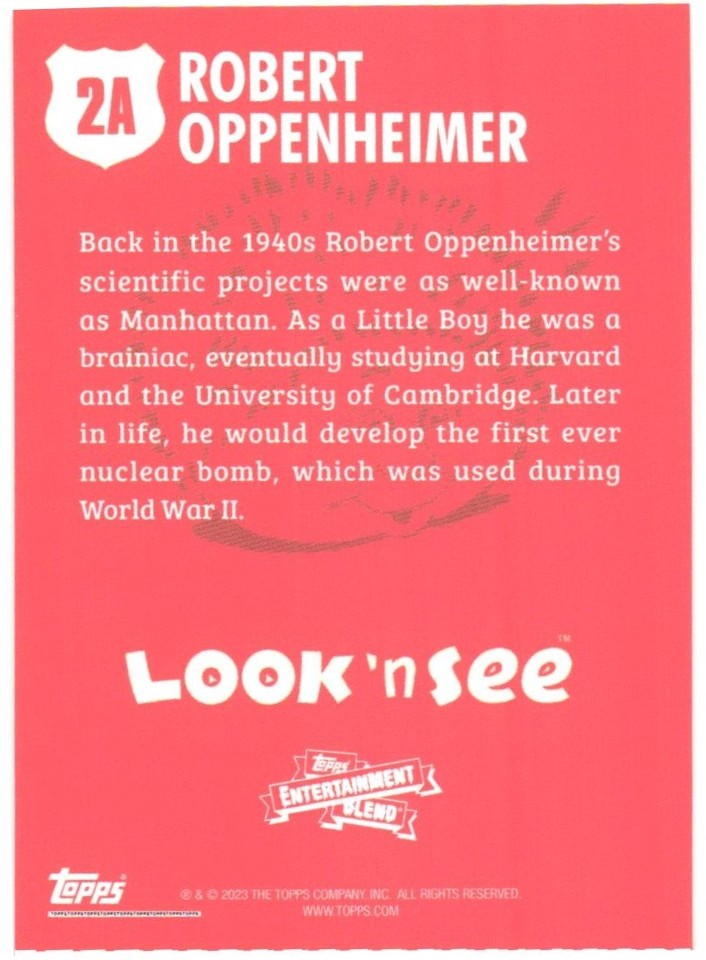 Adam Bomb Robert Oppenheimer 2023 Garbage Pail Kids Topps | eBay