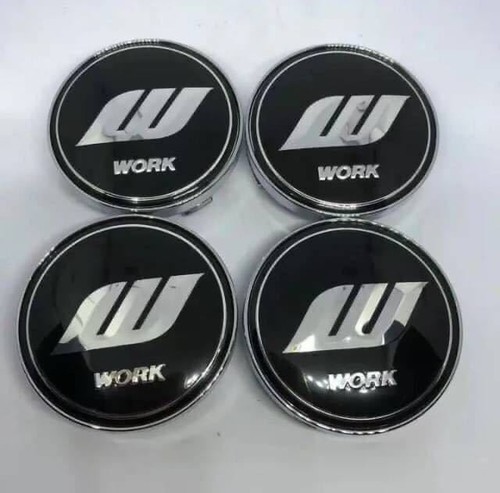 Work Aluminum Wheel Center Caps 60mm Black Silver Set of 4 From Japan ...