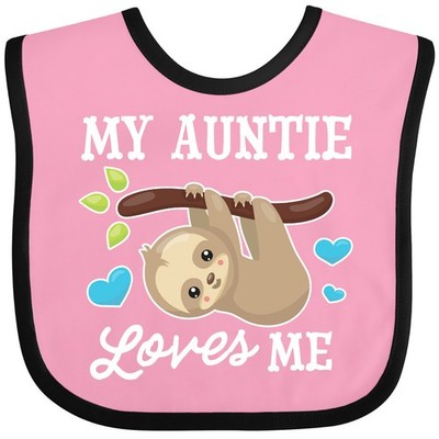 Inktastic My Auntie Loves Me With Sloth And Hearts Baby Bib Animals ...