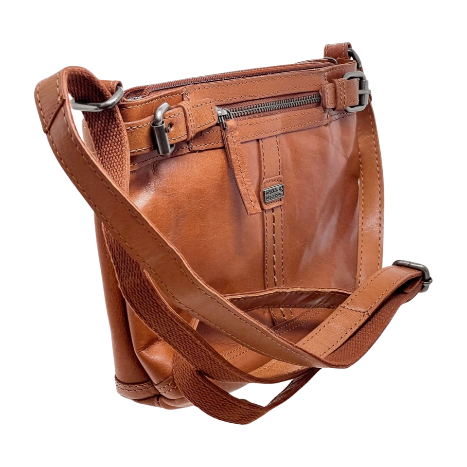 Spikes & Sparrow Brown Tan Leather Cross Body Satchel Bag | eBay UK