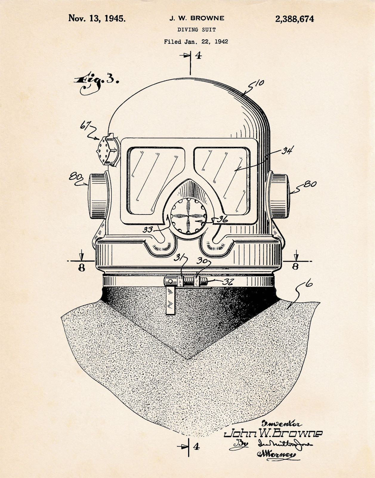 Antique Diving Suit Drawing