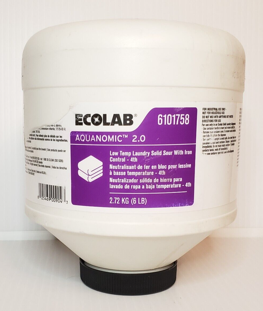 ECOLAB 6LB 6101757 AQUANOMIC 2.0 LOW TEMP LAUNDRY SOLID SOUR IRON ...