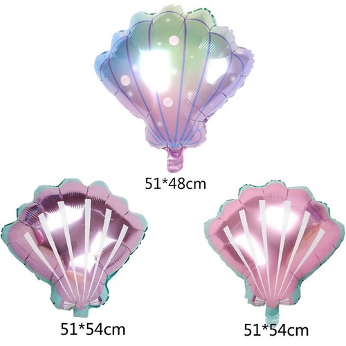 3x Shell Foil Balloon 48cm Pink Purple Mermaid Party Decoration Helium ...