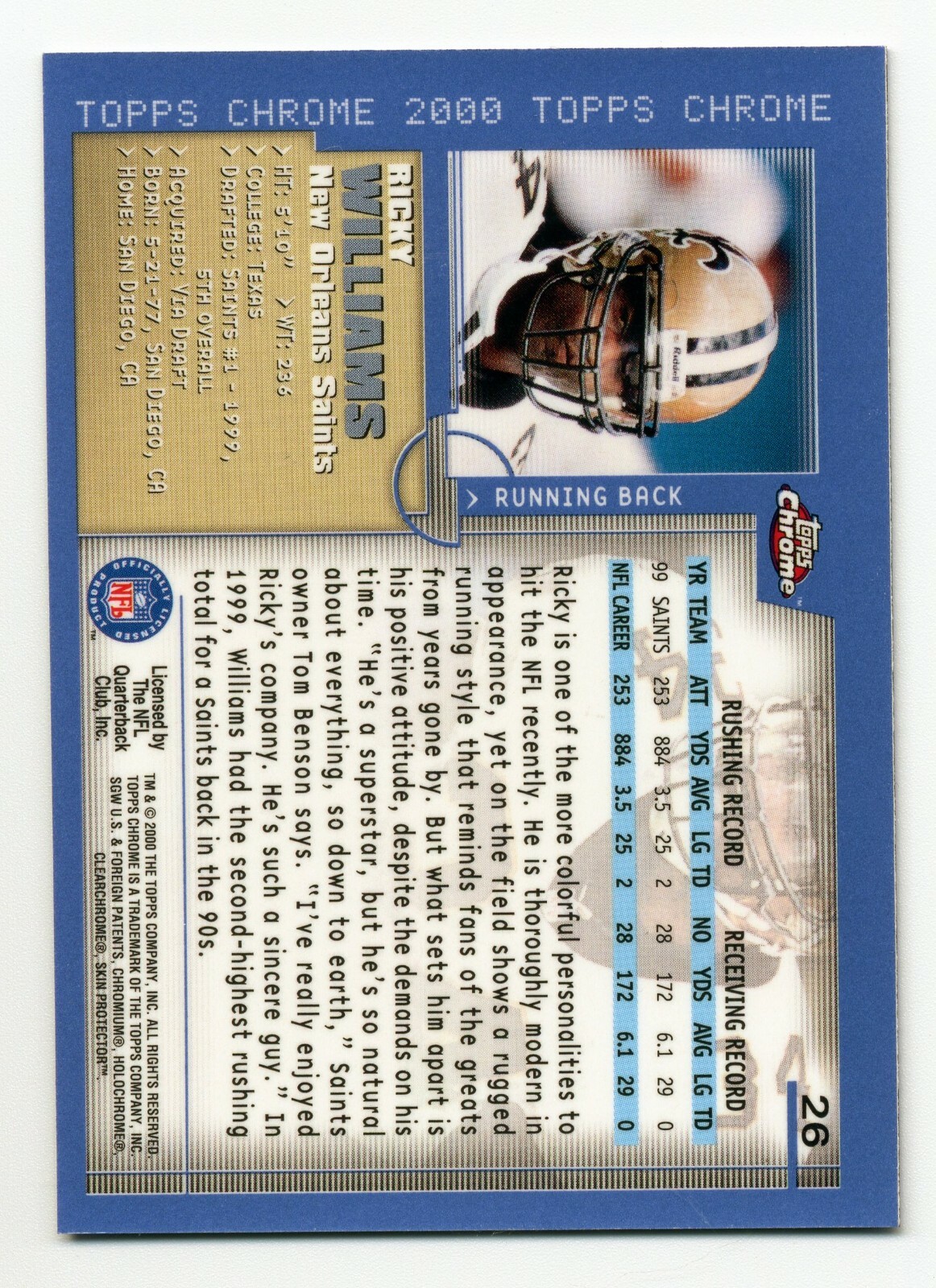 2000 Topps Chrome - #26 Ricky Williams for sale online | eBay