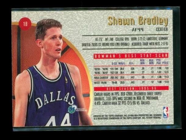 1997-98 TOPPS BOWMANS BEST Chrome Basketball Card #18 SHAWN BRADLEY ...