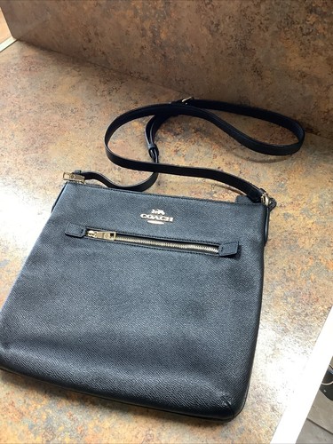 New Coach CV405 Mini Rowan File Bag Crossgrain Leather Black | eBay