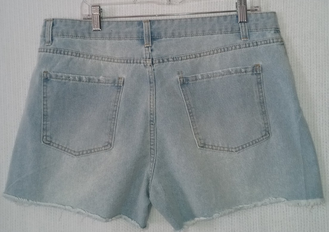 Nobo Jeans Shorts 17 Frayed Holes Stretch Denim Vintage Wash Hi Rise ...