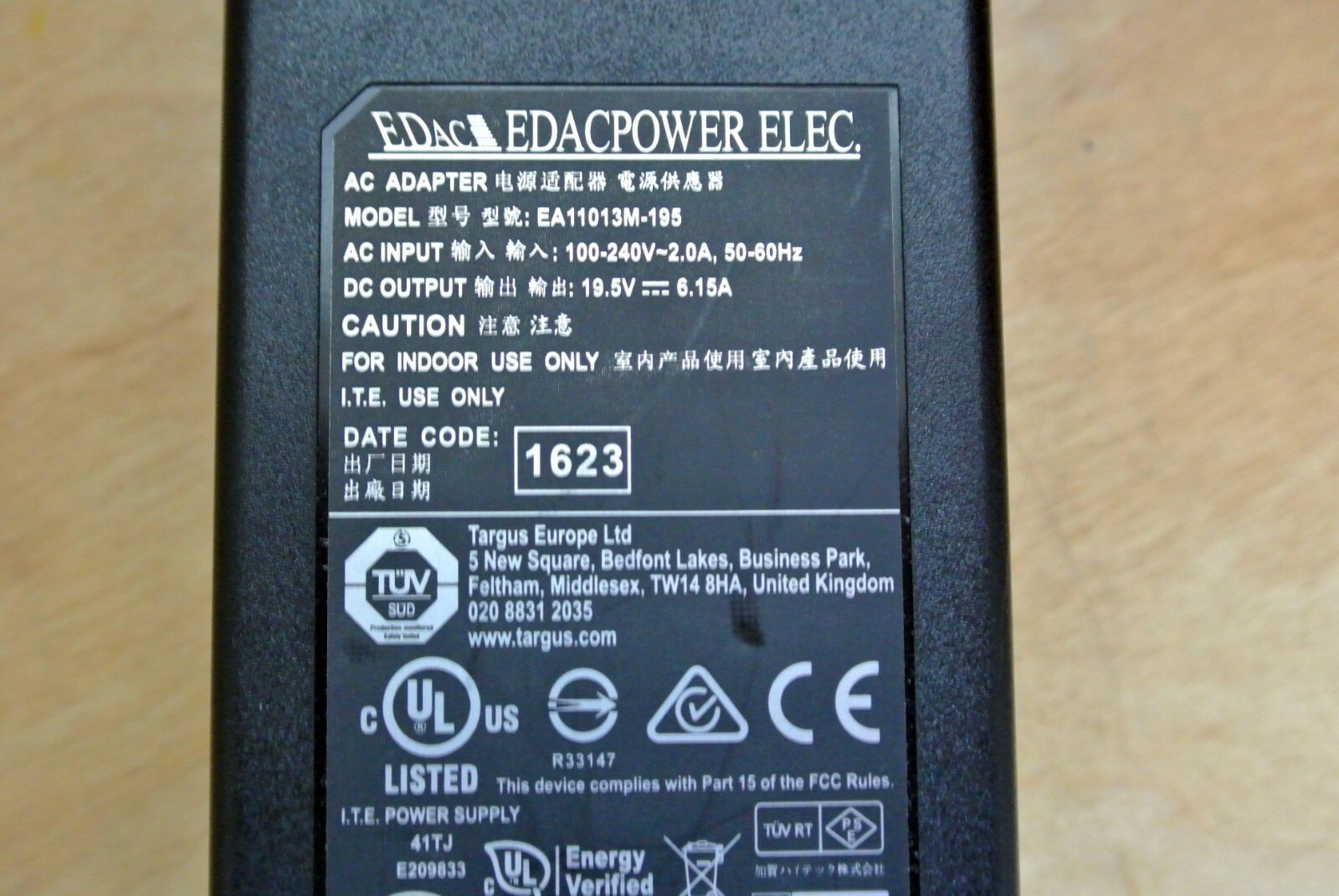 EDAC Ea11013m-195 3-pin 19.5v Power Supply for Targus Docking Station ...