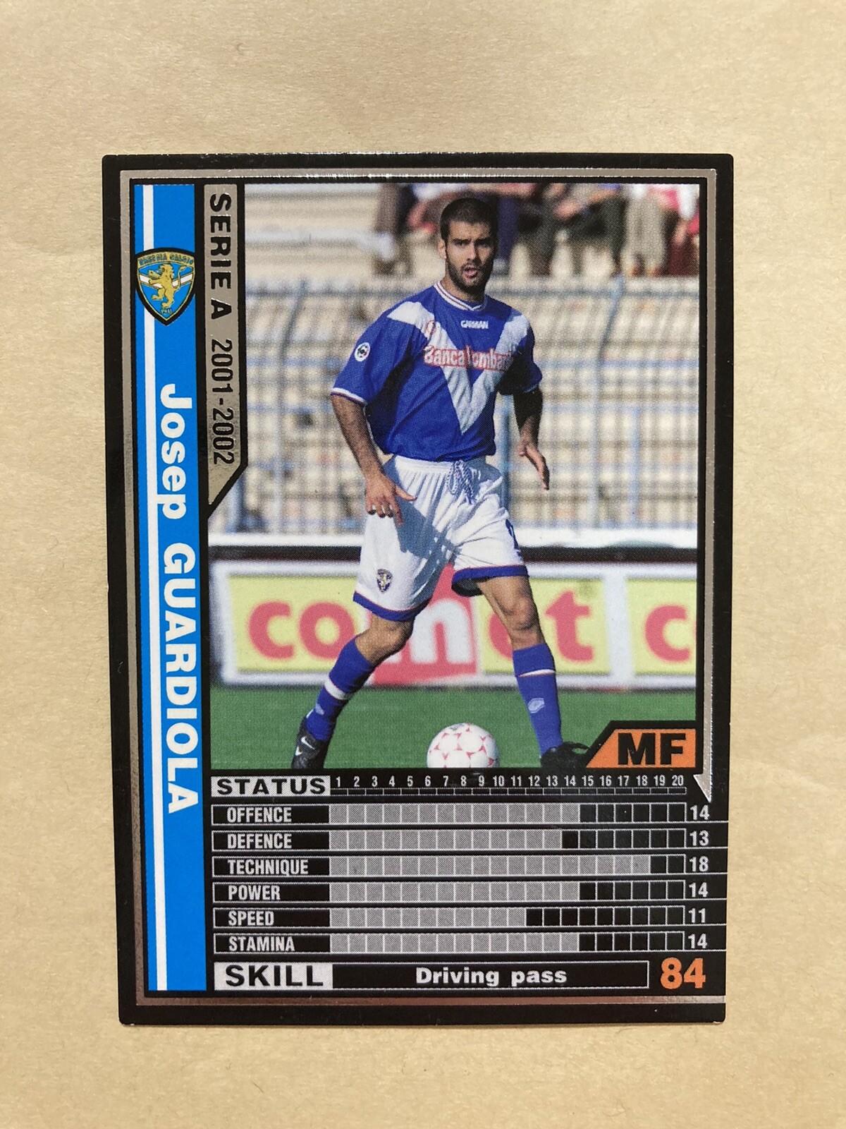 Josep Guardiola Pep Rookie Card RC Brescia 2001-2002 01-02 Panini WCCF ...