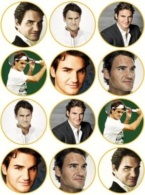 24 Roger Federer Tennis Fairy Cake Toppers Edible Party Decorations ...