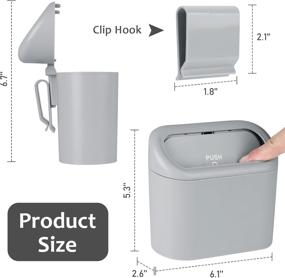 Car Trash Can, Portable Vehicle Trash Bin with Lid, Mini Car Dustbin ...