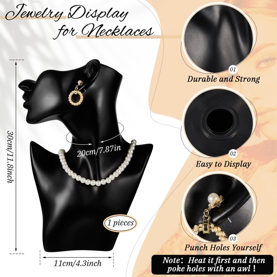 3 Pcs Jewelry Mannequin Display Set Including Boutique Bust Holder ...