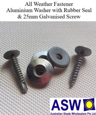 ALL WEATHER SHADECLOTH TIMBER FASTENERS 50 Screws & Rubber Seals ...