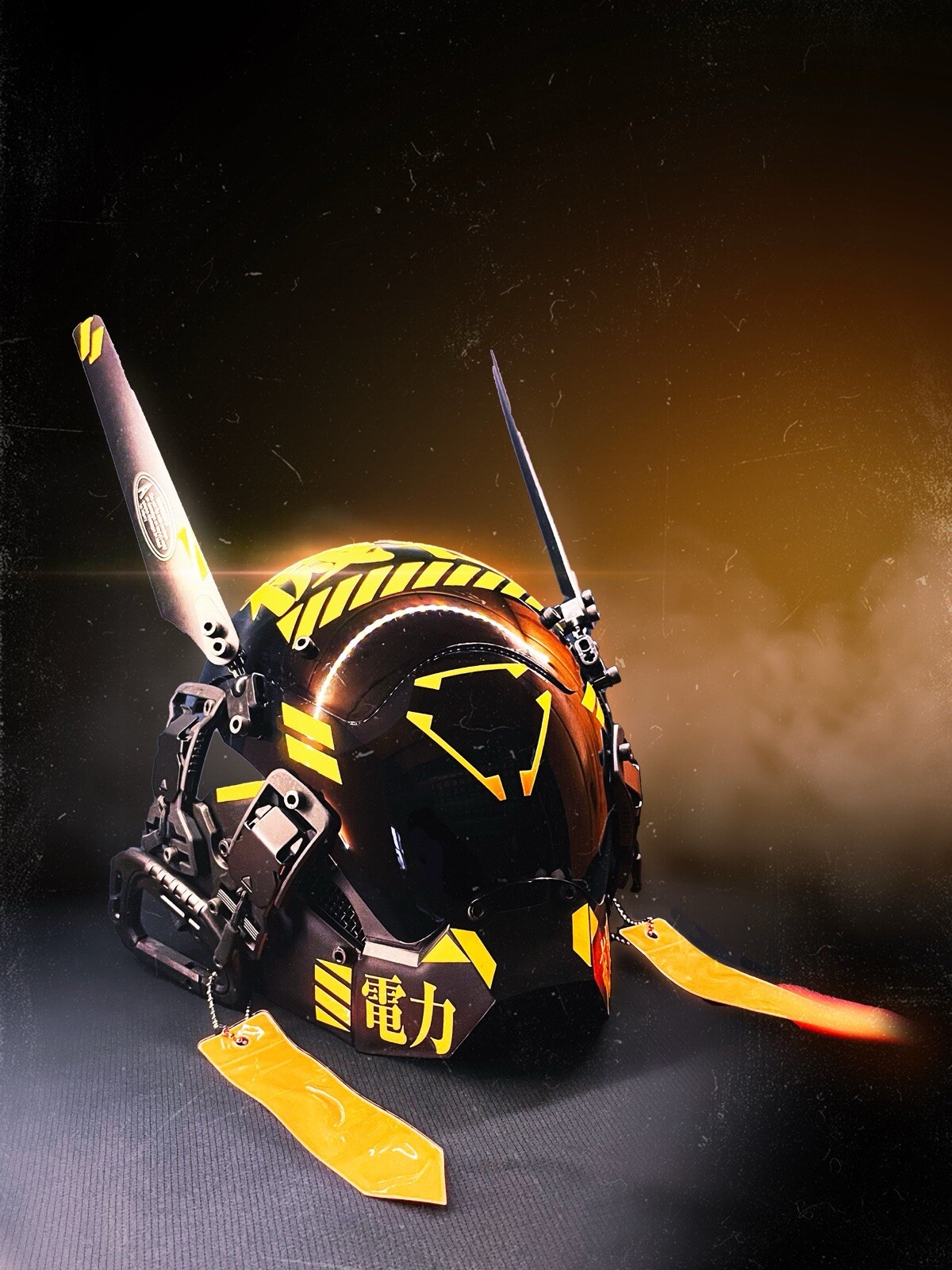 Custom Yellow and Black Cyberpunk Mask - Gem