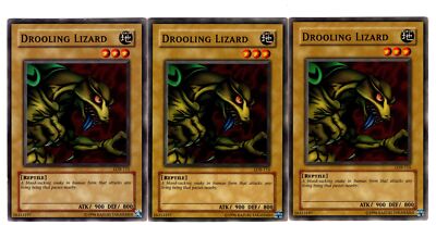 Yugioh - 3X Drooling Lizard - Common - Unlimited - LOB-115 - Near Mint ...