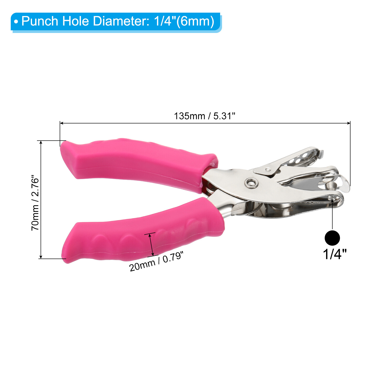 1/4" Single Hole Punch Handheld Hole Puncher with Grip Paper Puncher ...