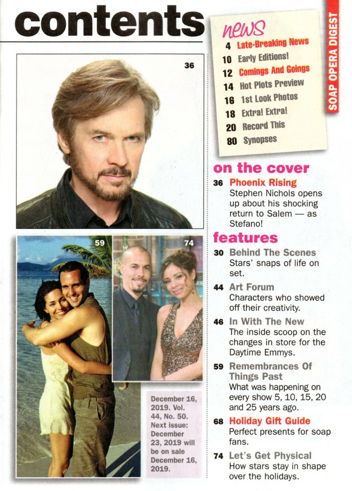 Soap Opera Digest Magazine December 16 2019 Stephen Nichols Billy Flynn ...