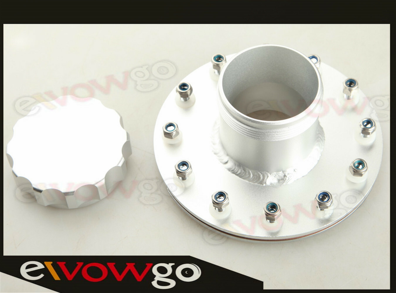 Straight Fuel Cell Filler Neck Cap 12 Bolt Billet Aluminum Silver | eBay
