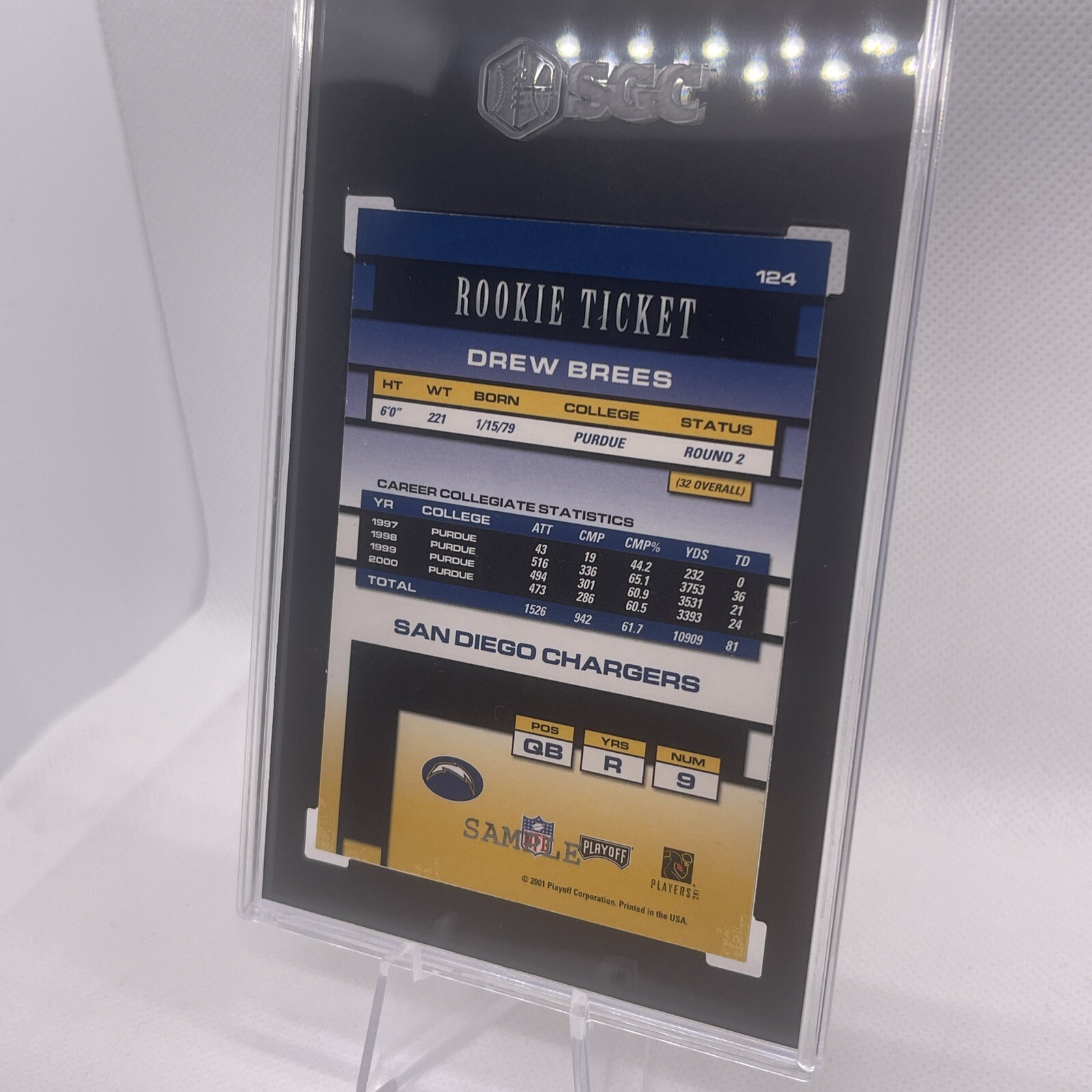 2001 Playoff Contenders - Rookie Ticket Drew Brees #124 Sample (RC) for ...